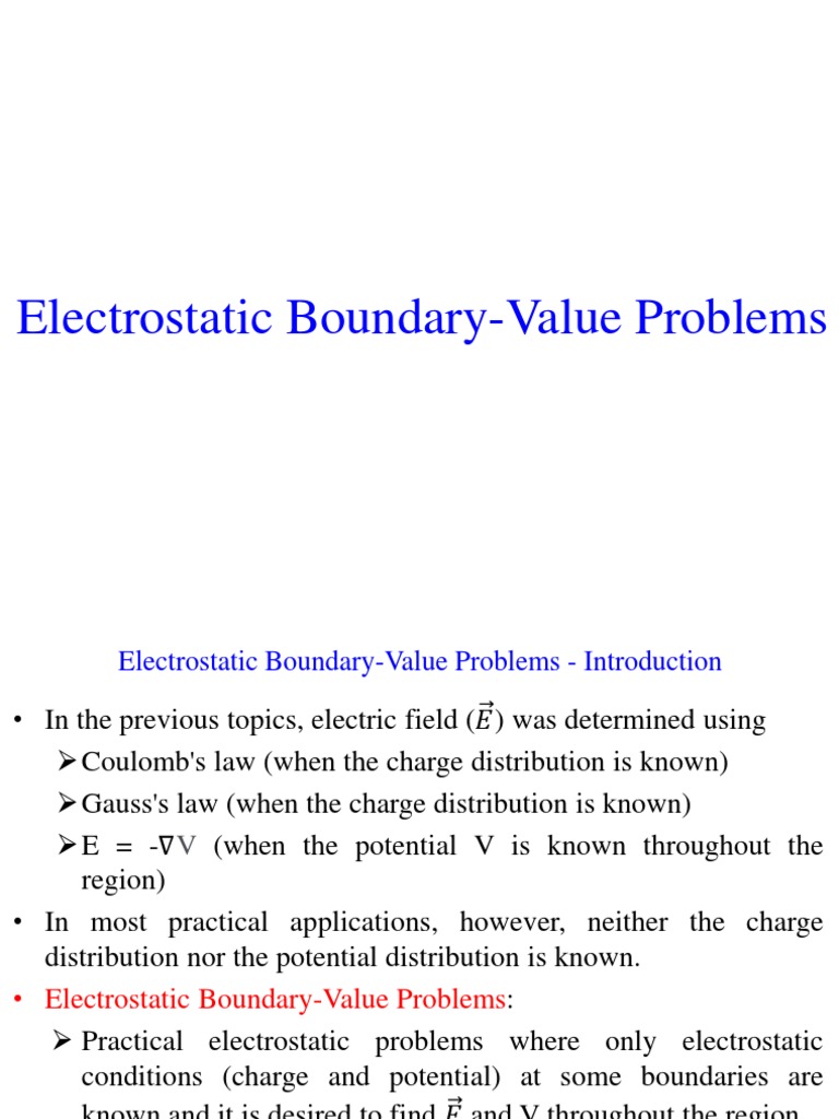 5 Module4 Electrostatic Boundary Value Probles Laplace Poisson Methodofimages Pdf
