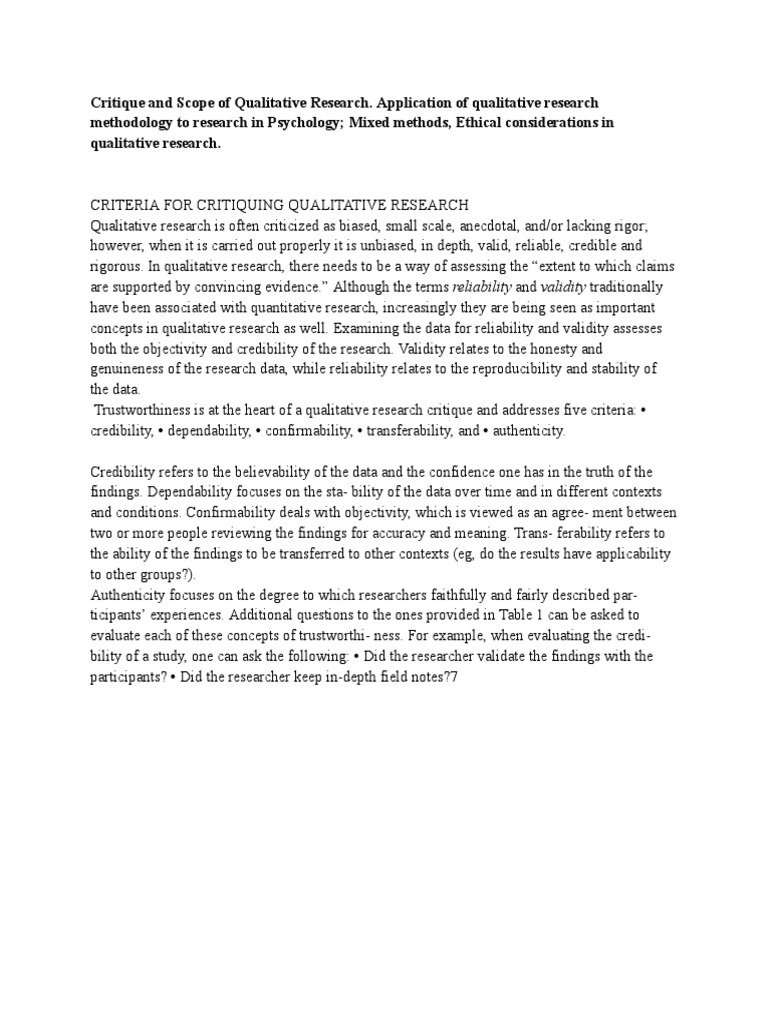 Critique and Scope of Qualitative Research | PDF
