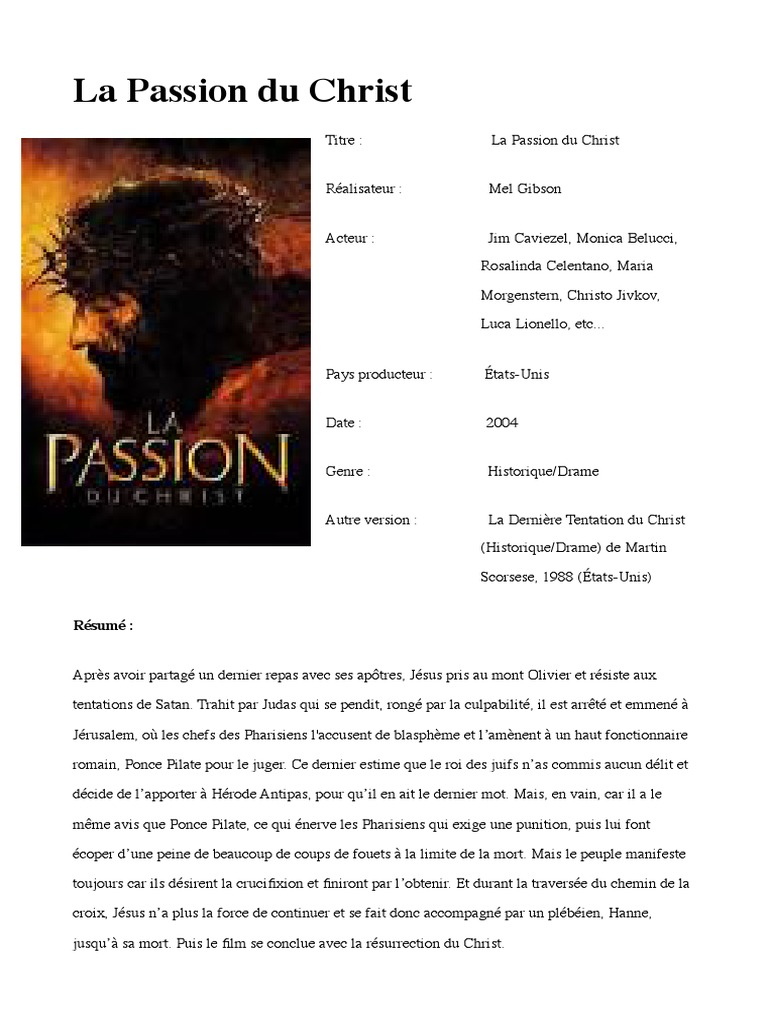 Analyse-La Passion Du Christ | PDF