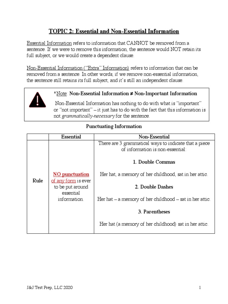 SAT_Essential_NonEssential_Lesson | PDF