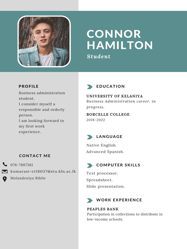 White and Green Simple Student CV Resume | PDF | Tullii