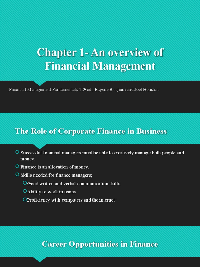 Chapter 1 - An Overview of Financial Management | Download Free PDF | Stocks | Business