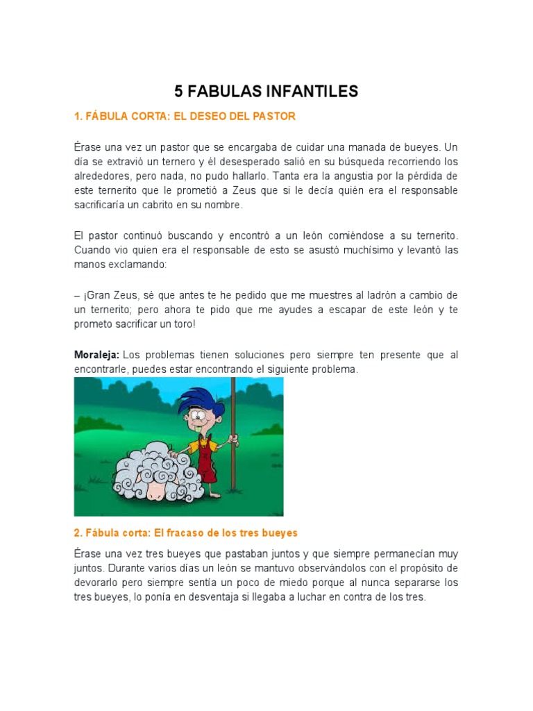 5 Fábulas Infantiles con Moraleja | PDF | Arado | Vacas
