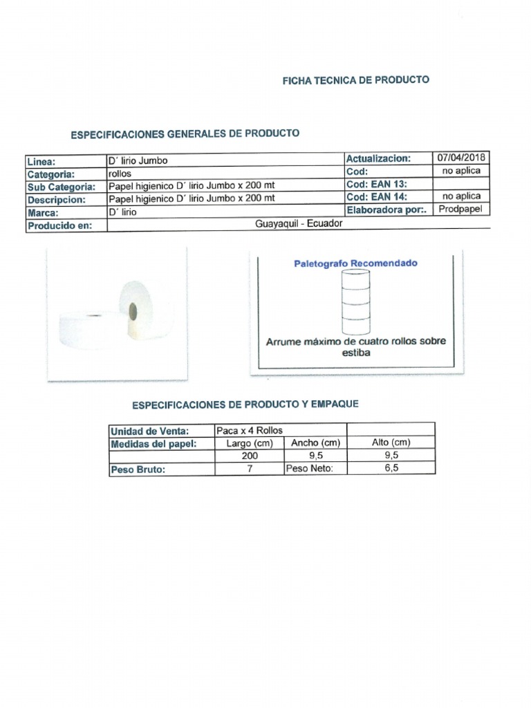 Fichas Tecnicas de Fundas y Papel | PDF