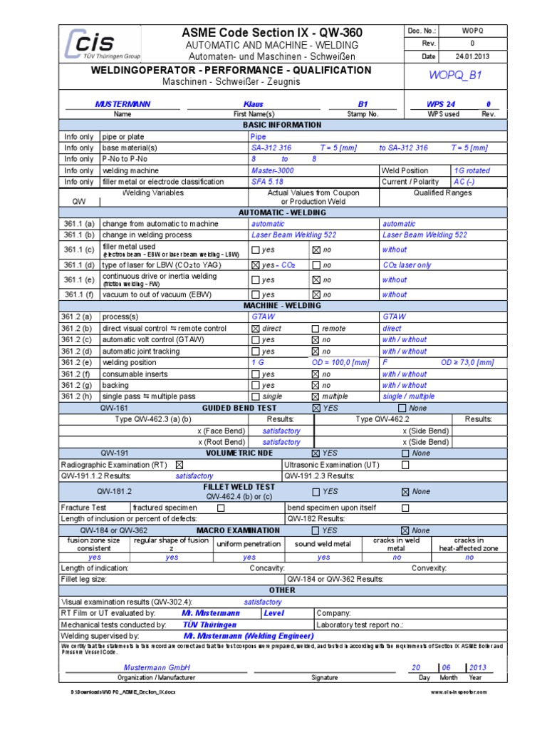 WOPQ - ASME Sec - IX | PDF