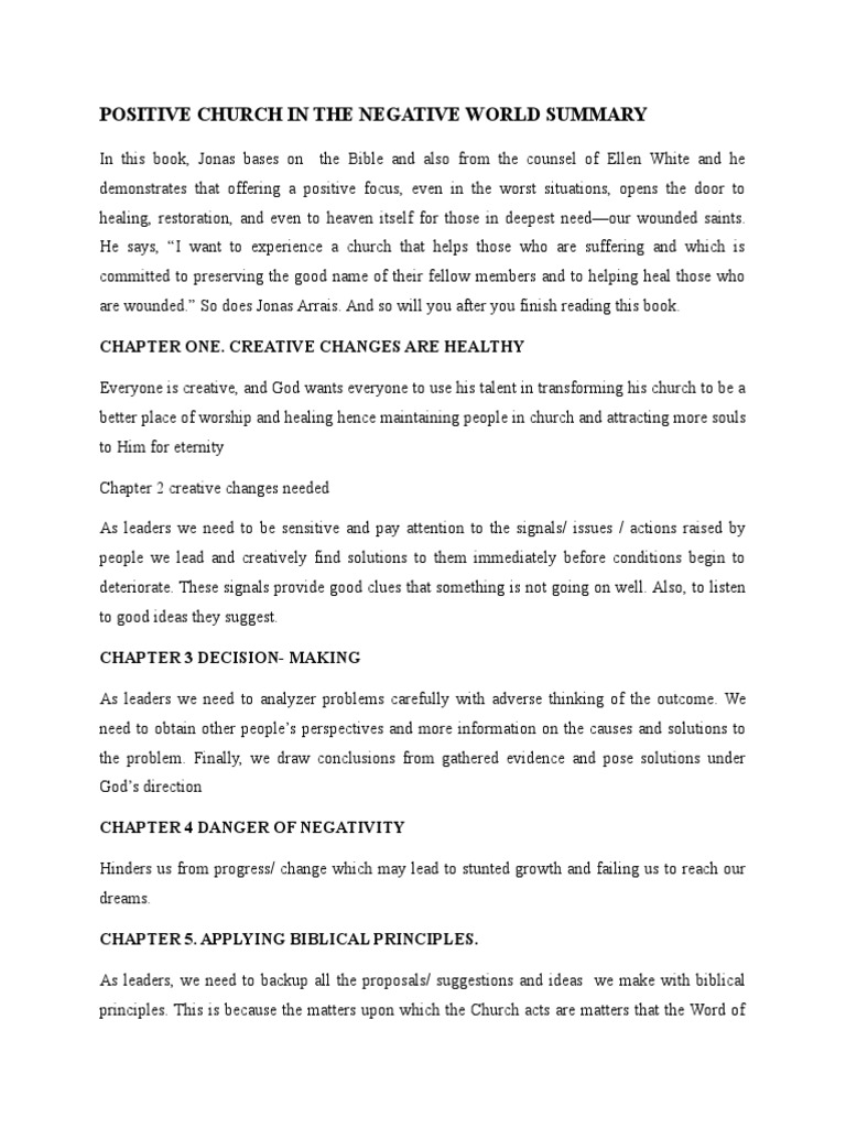 Postive Church in A Negative World. | PDF