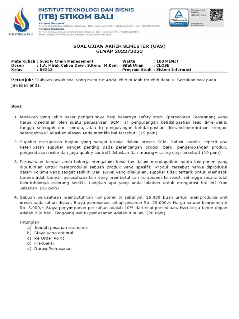 Uas SCM - Be213 | PDF