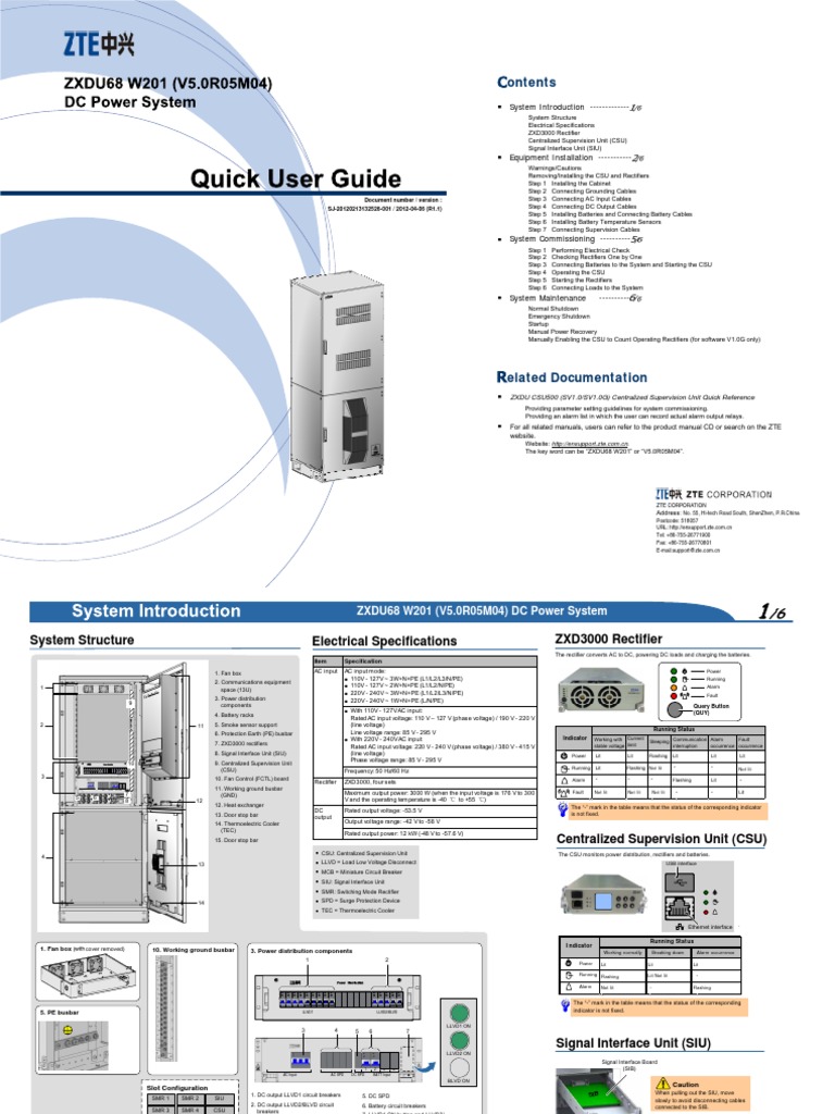 ZTE 1 ZXDU68 W201 V5 0R05M04 DC Power Sy | PDF