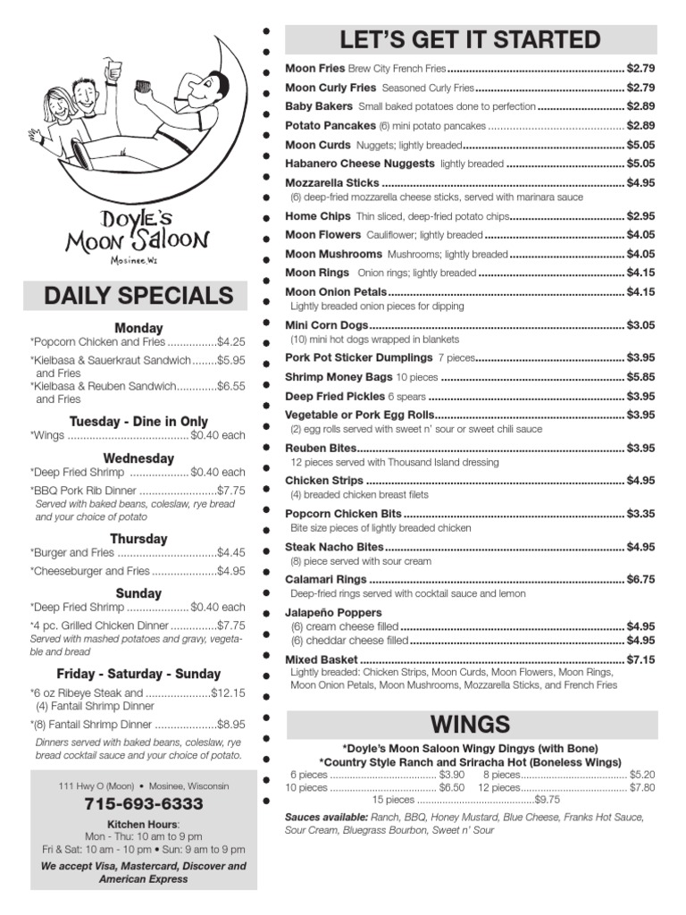 Doyles-Menu FB | PDF