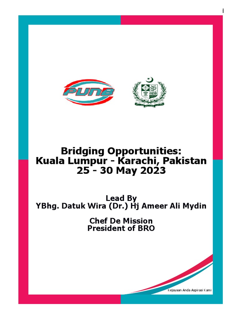 Programme Book - Bridging Opportunities - Kuala Lumpur - Karachi 25-30 May 2023 | PDF