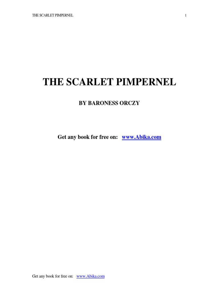 Baroness Orzcy - The Scarlet Pimpernel | PDF | Classics