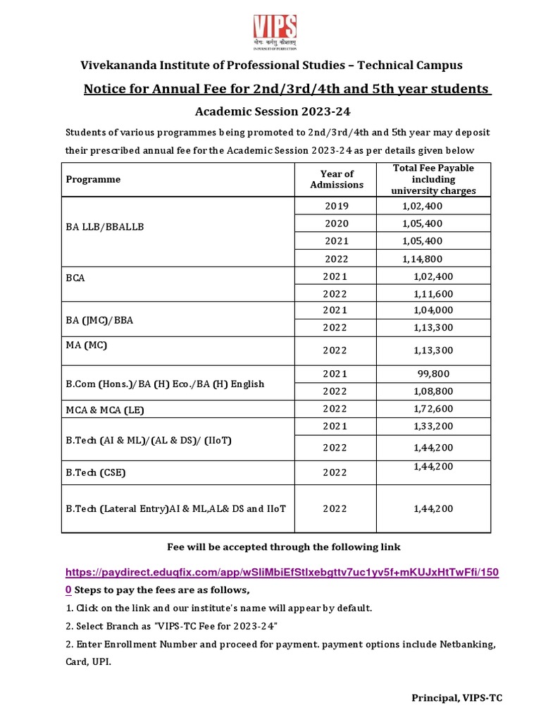 Annual Fee Structure 2023 24 For Old Batches 2 | PDF | Services ...