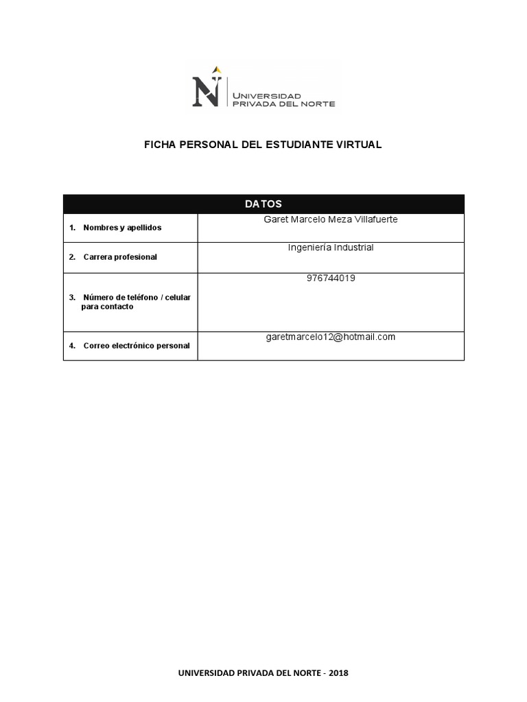 Ficha - Personal - Del - Estudiante 1 | PDF