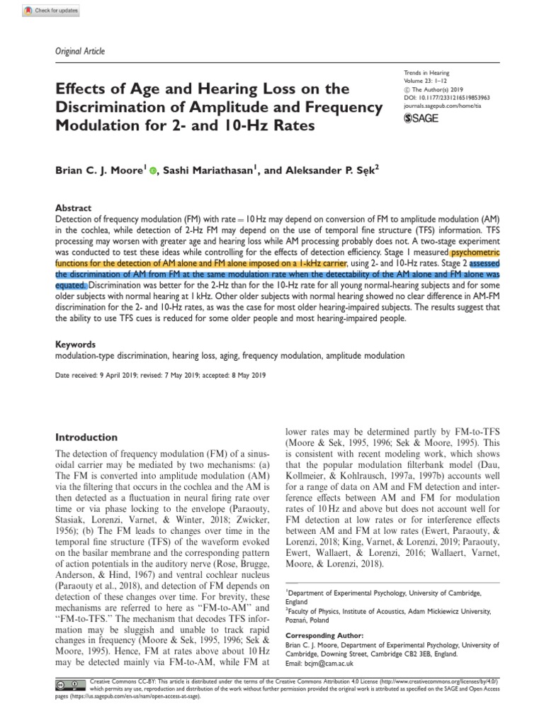Moore Et Al., 2019 | PDF | Frequency Modulation | Hearing