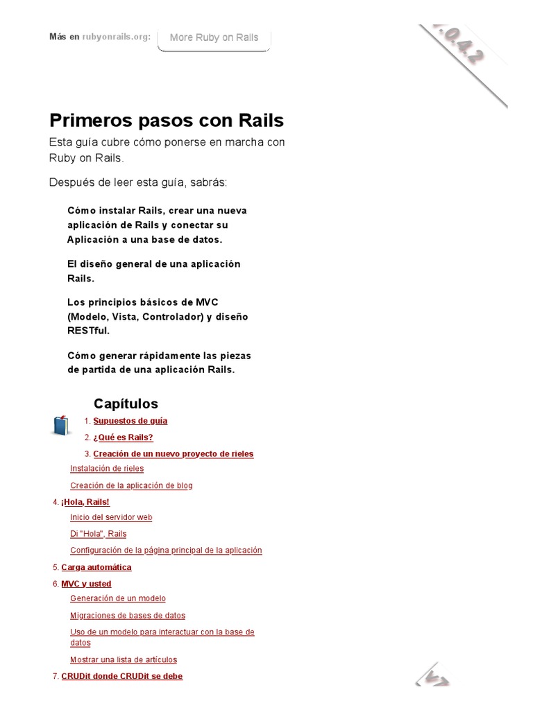 Primeros Pasos Con Los Rieles - Ruby On Rails Guides | PDF | Archivo de ...
