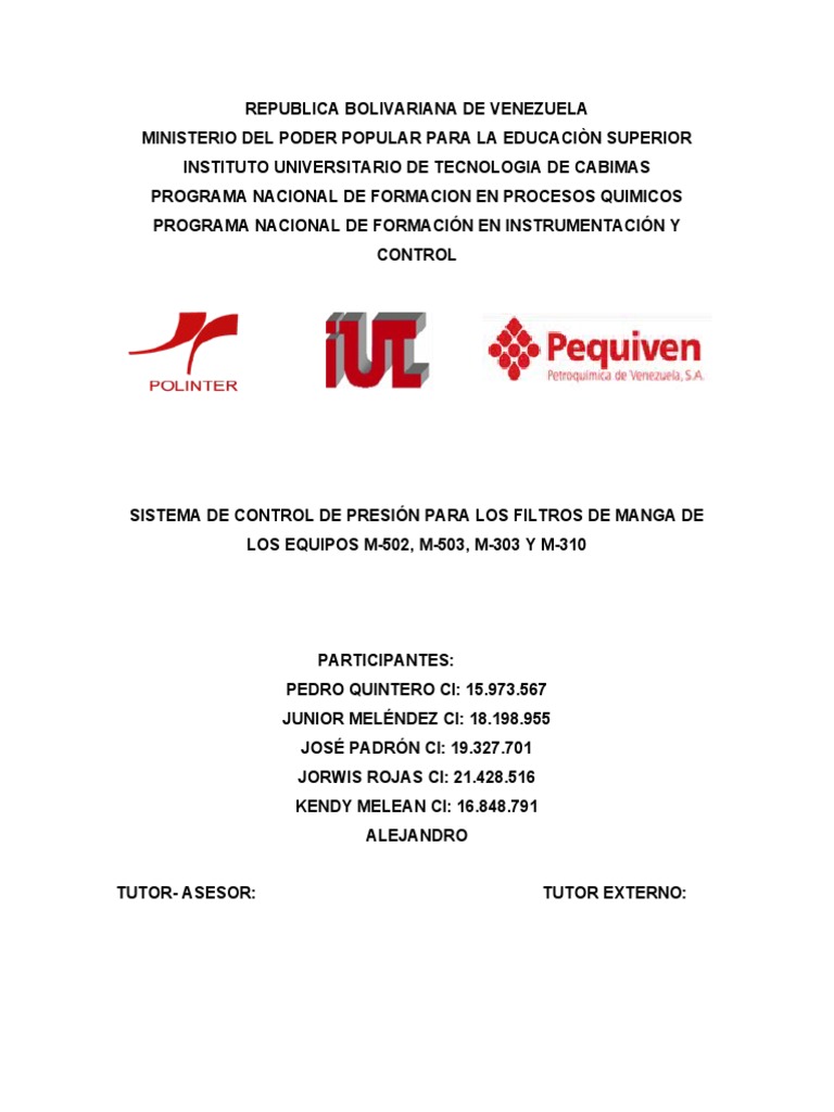 Proyecto de Instrumentacion y Control Segunda Revision | PDF ...