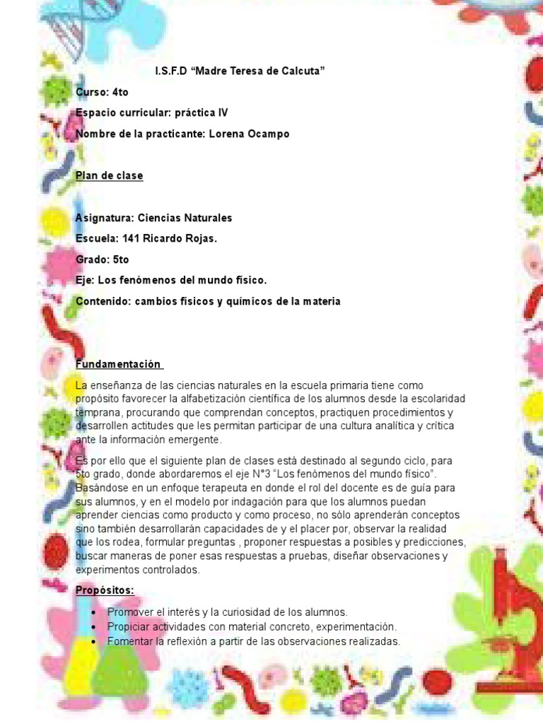 Plan de Clases | PDF | Science | Enseñando