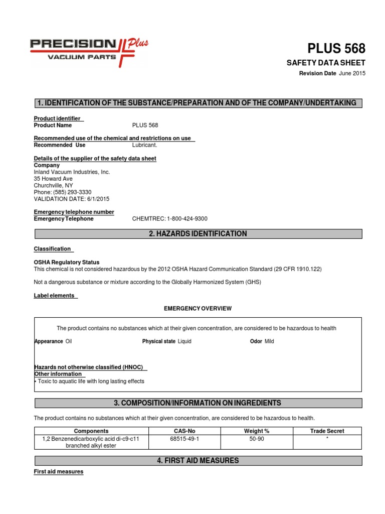 Plus 568 SDS | PDF