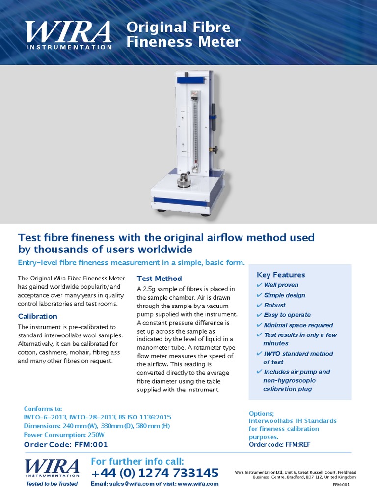 Original Fibre Fineness LF T 1 | PDF | Calibration | Applied And ...