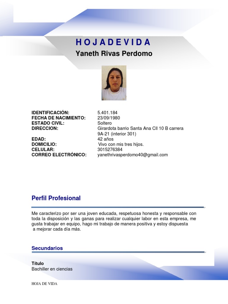 Hoja de Vida YANET | PDF