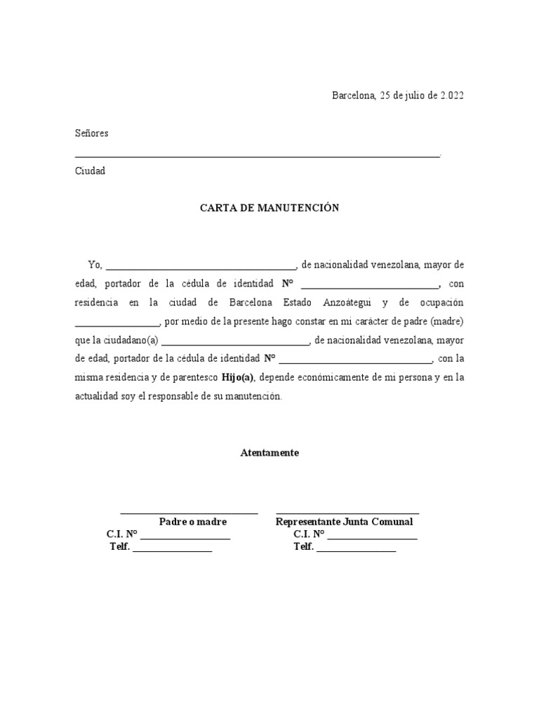 Carte de Manutención.... | PDF
