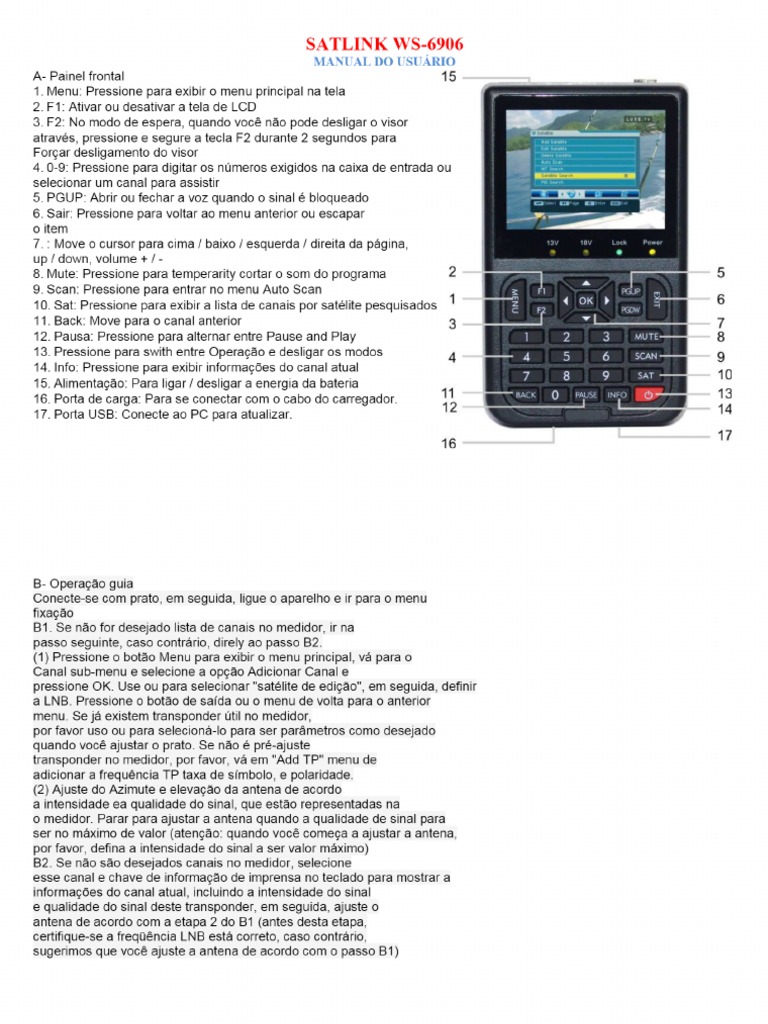 Satlink WS-6906 Manual Do Usuário | PDF
