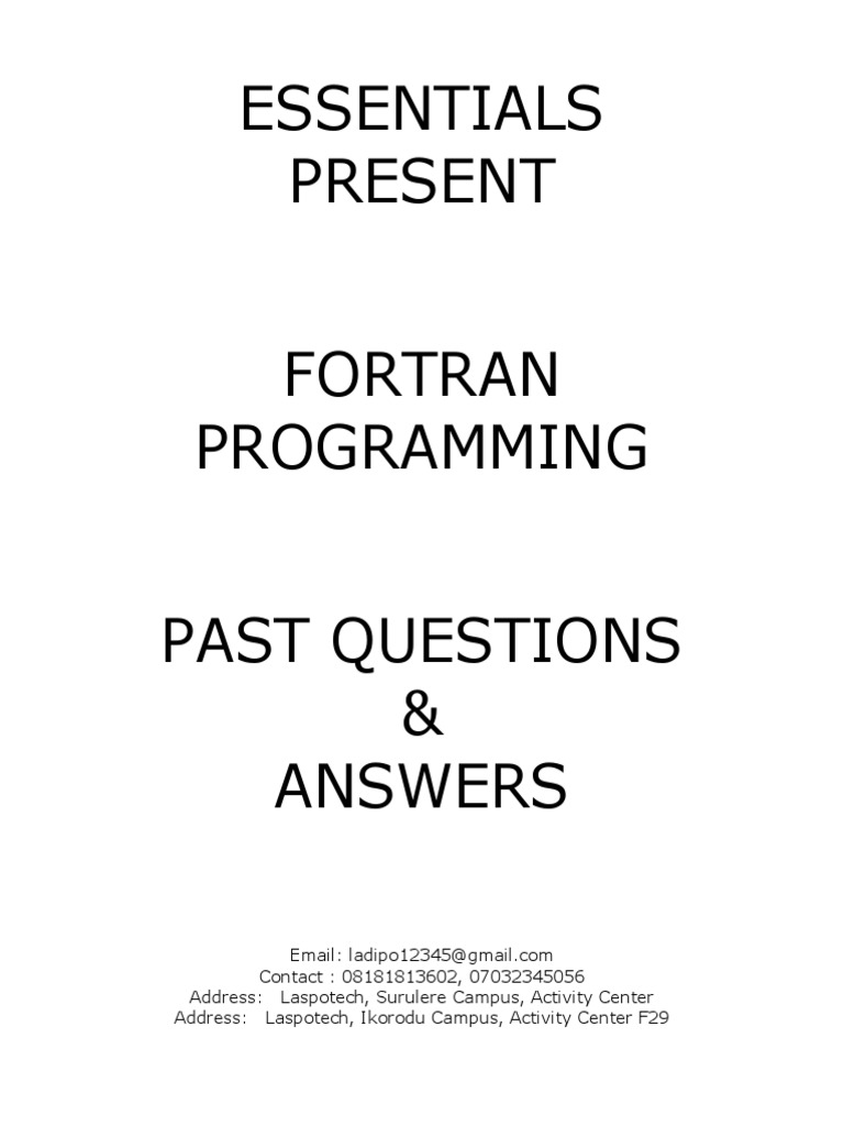 FORTRAN Booklet | PDF | Parameter (Computer Programming) | Method (Computer Programming)