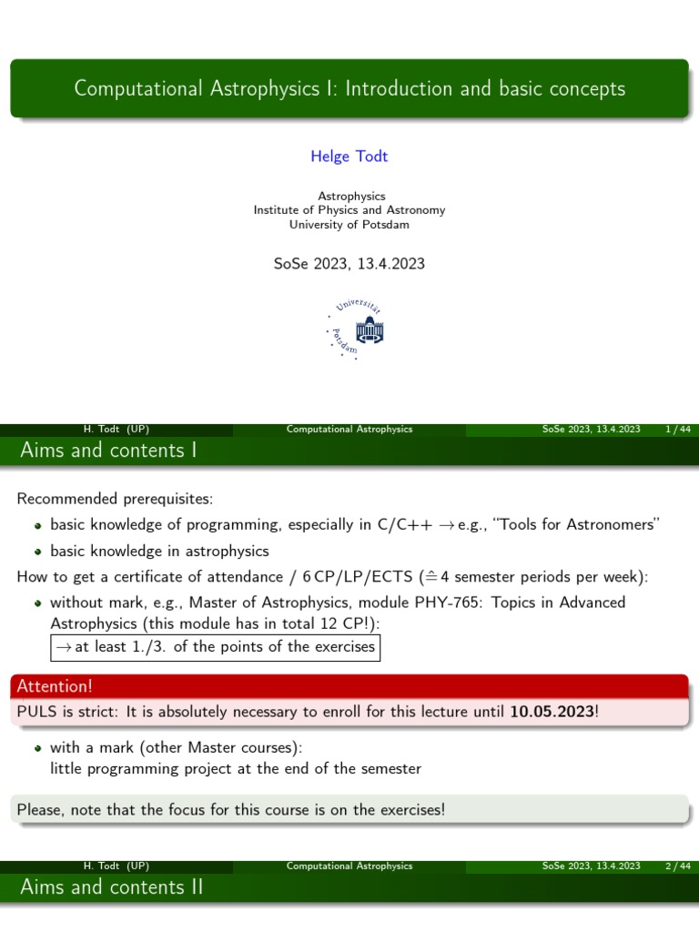 Introduction to Computational Astrophysics | PDF