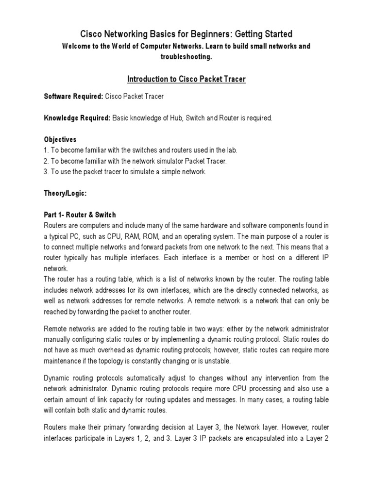 1.1 4.3 Introduction To Cisco Packet Tracer PDF | PDF | Router (Computing) | Computer Network