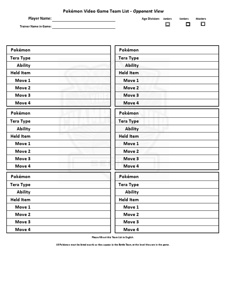 VG SV Team List Fillable | PDF