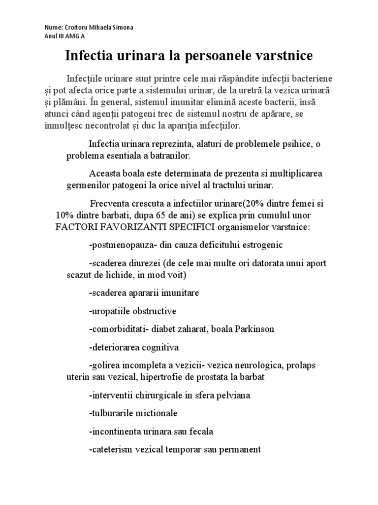 Infectia Urinara La Persoanele Varstnice | PDF