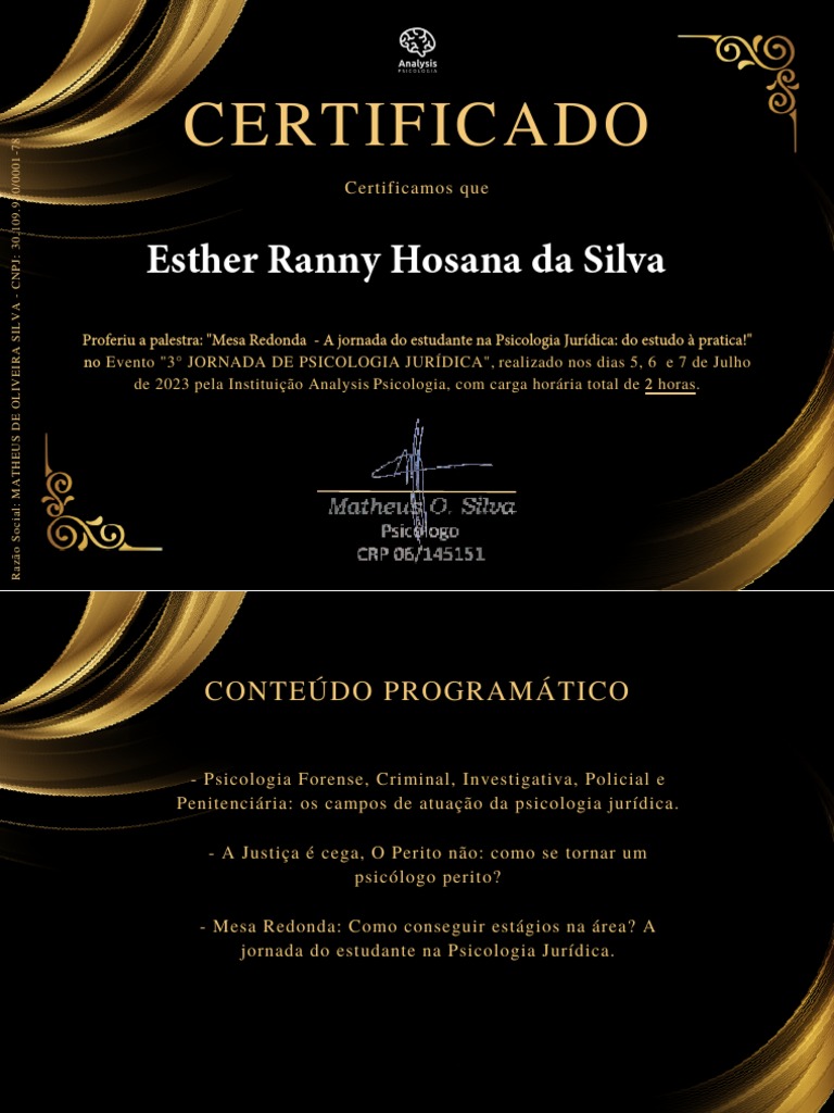 Certificado Esther Ranny Hosana Da Silva | PDF | Carreira e Crescimento ...