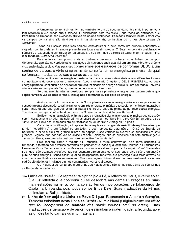 As Linhas de Umbanda | PDF