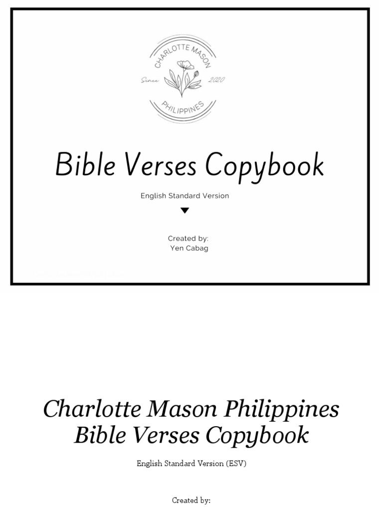 Charlotte Mason Philippines Bible Verses Copybook | PDF | English ...