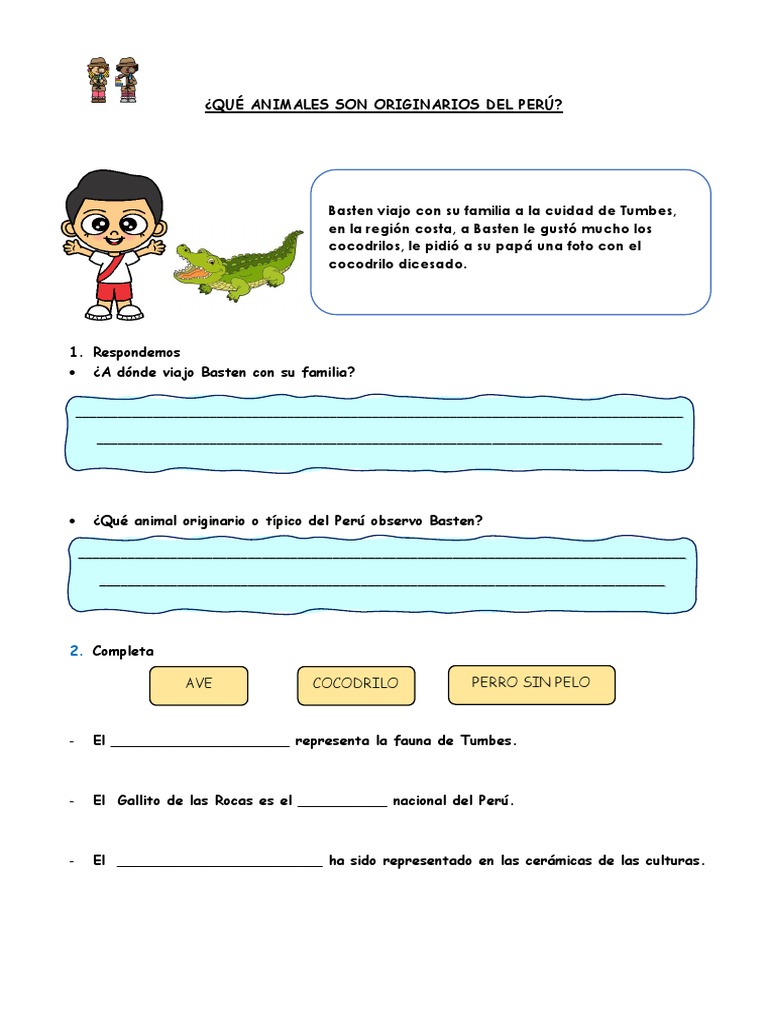 FICHA ANIMALES ORIGINARIOS DEL PERÚ | PDF