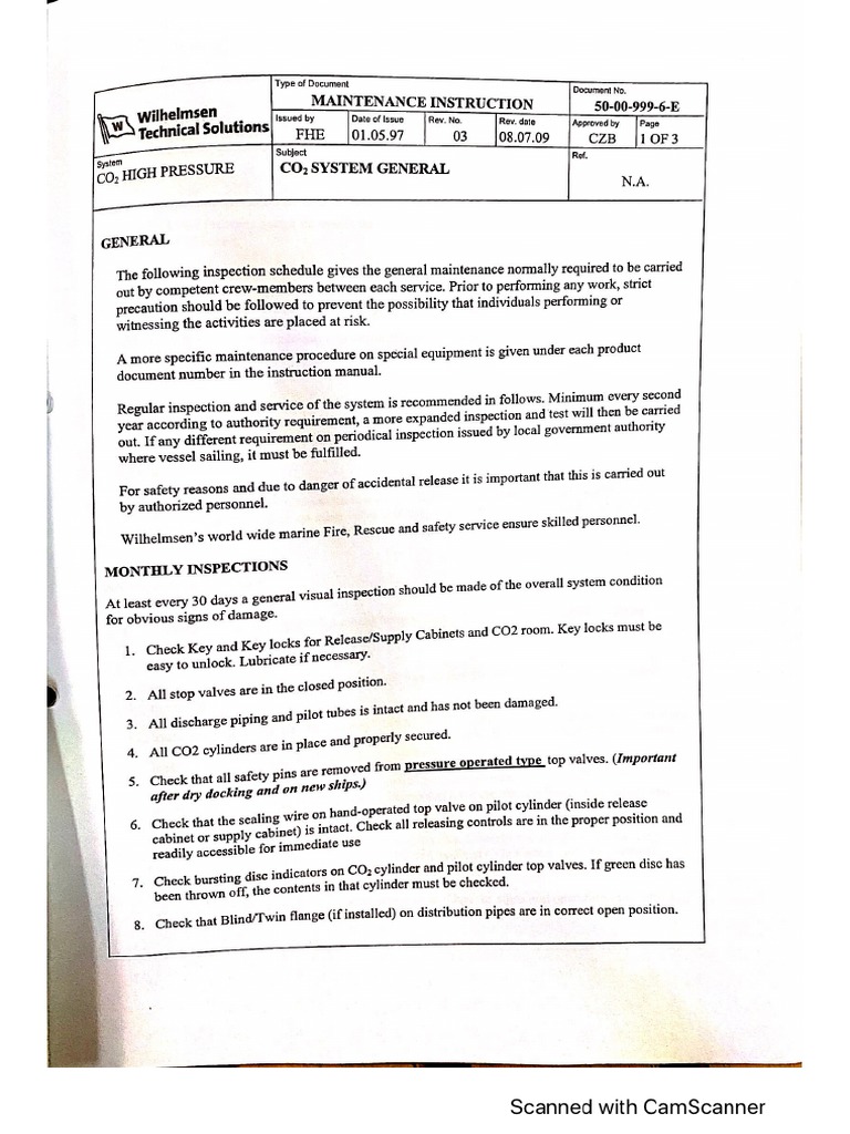 Wihelmsen - Unitor Fixed CO2 High Pressure - Maintenance, and ...