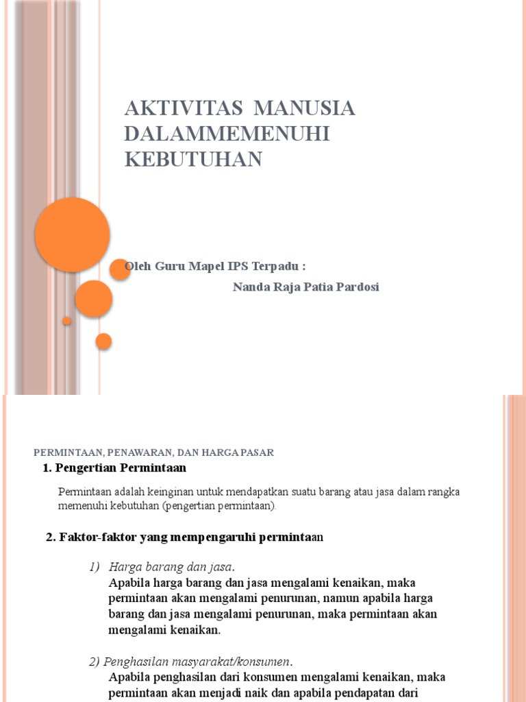 Aktivitas Manusia Dalam Memenuhi Kebutuhan | PDF