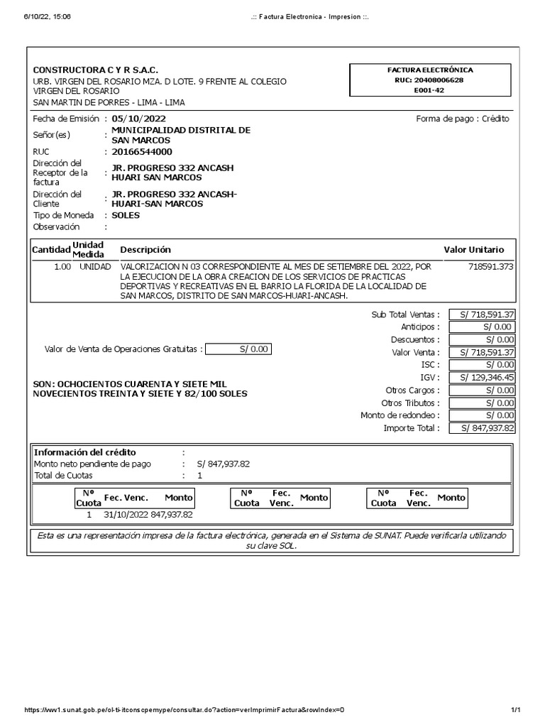 1.4 Factura Valo 3 Florida | PDF