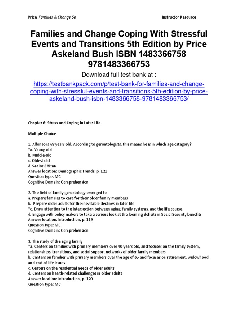 Families and Change Coping With Stressful Events and Transitions 5th ...