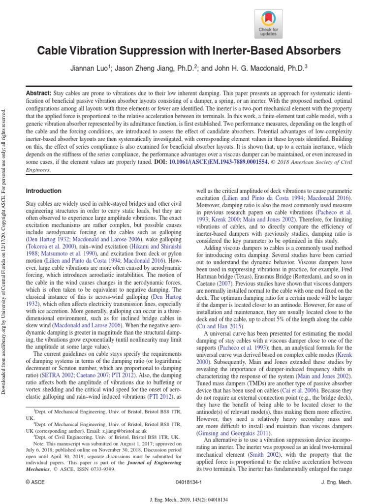 Cable Vibration | Download Free PDF | Damping | Eigenvalues And ...