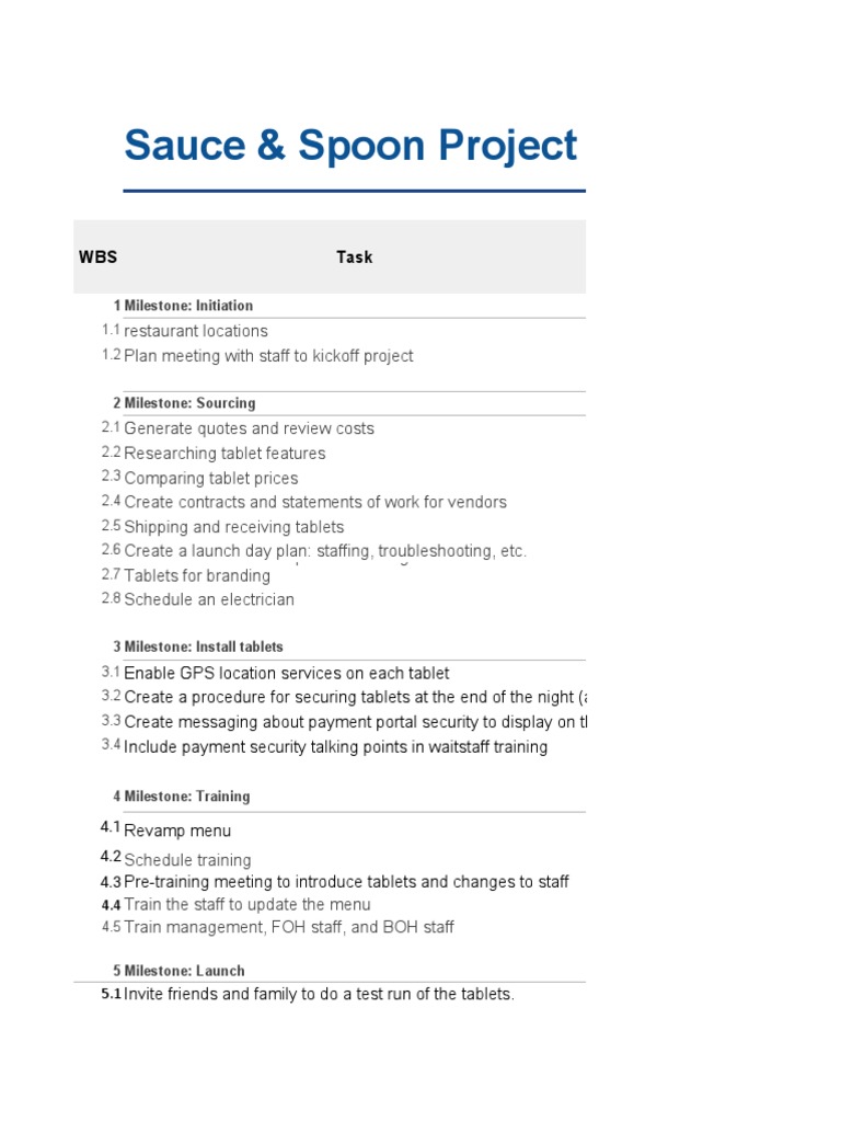 Sauce Spoon Project Plan | PDF | Usability | Tablet Computer