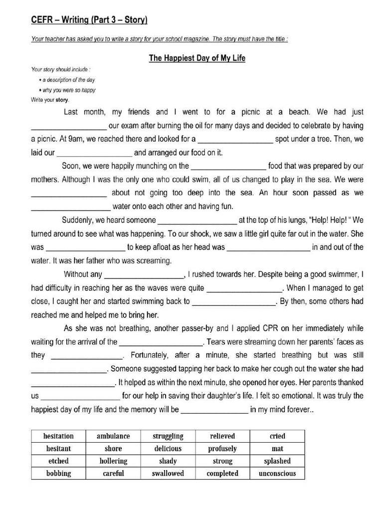 Essay Story Fill in The Blank | PDF