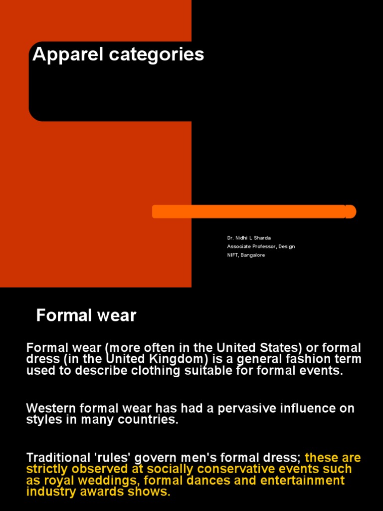 5 Apparel Categories | PDF | Dress Codes | Clothing