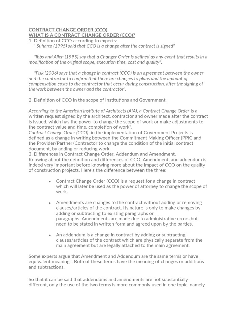 Contract Change Order | PDF