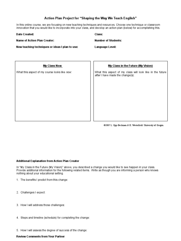 Action Plan Project For "Shaping The Way We Teach English" | PDF