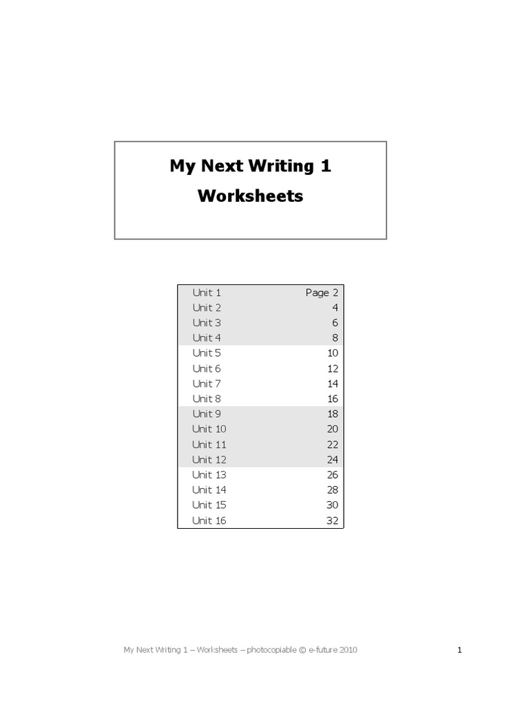 My Next Writing 1 - Worksheet | PDF