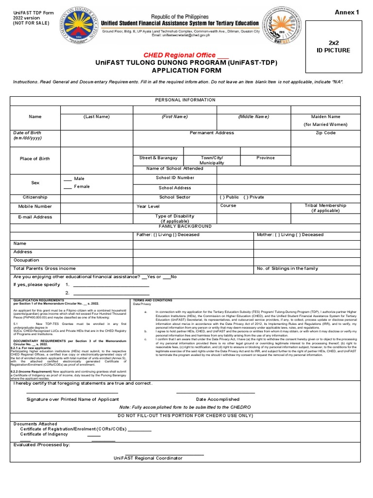 Annex 1 TDP Application Form New | PDF