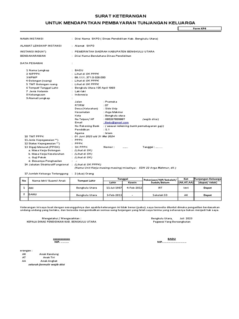 CONTOH KP4 n Lembar Verifikasi | PDF