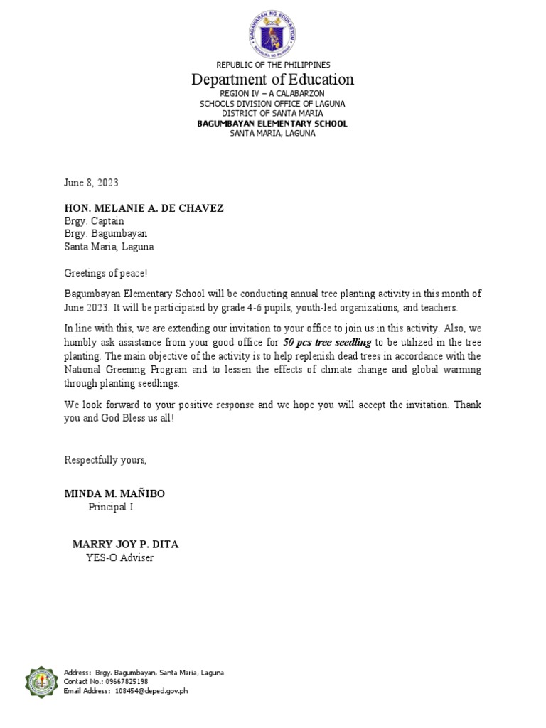 Tree Planting Letter | PDF