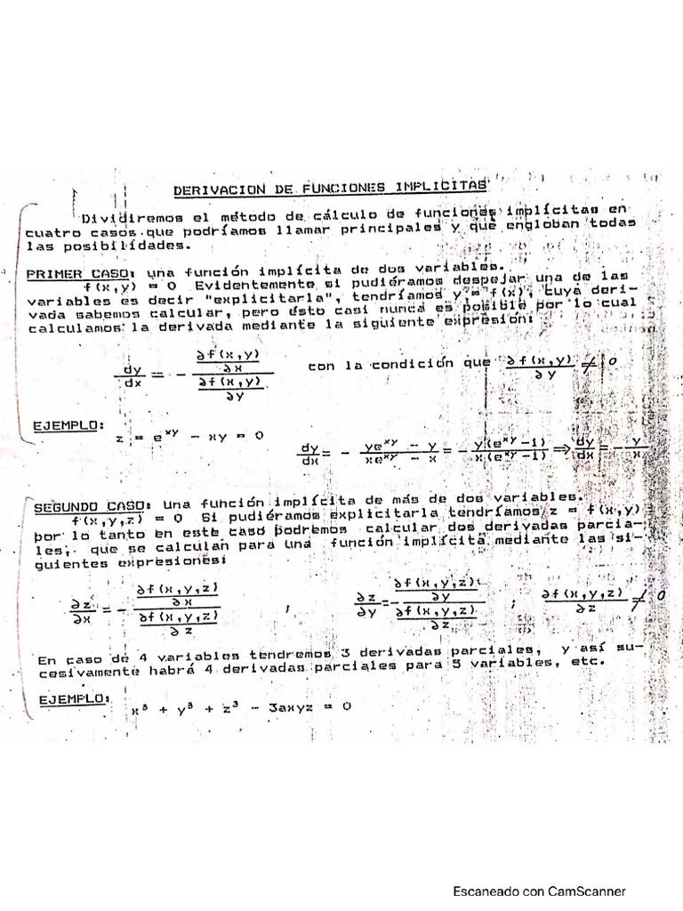 Clase 5 A - Derivación de Funciones Implícitas | PDF